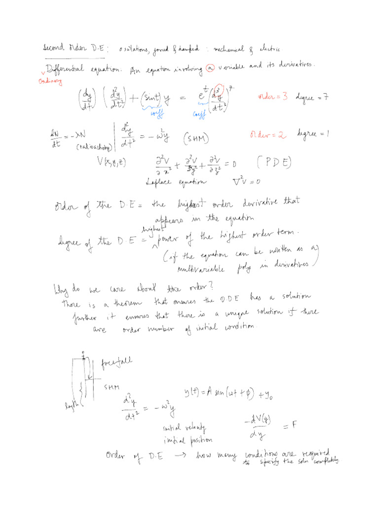 Differential Equations Overview | PDF | Physics | Equations