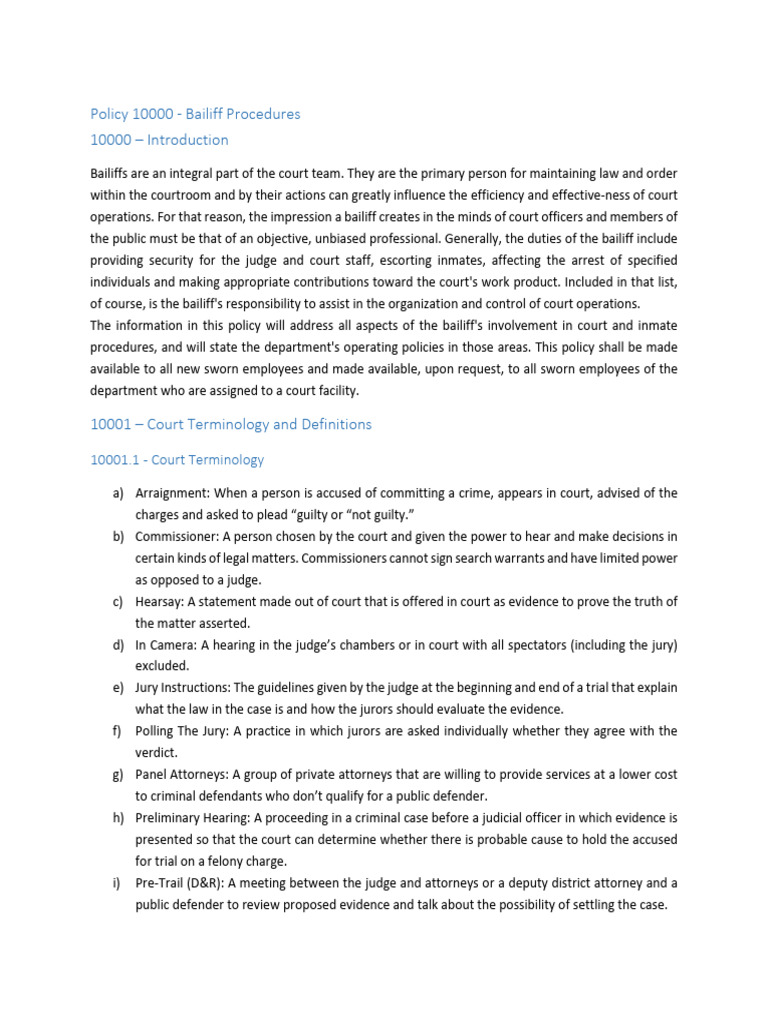 Redacted-Policy 10000 - Bailiff Procedures | PDF | Courtroom ...