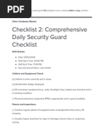 Security Guard Daily Checklist Template | PDF
