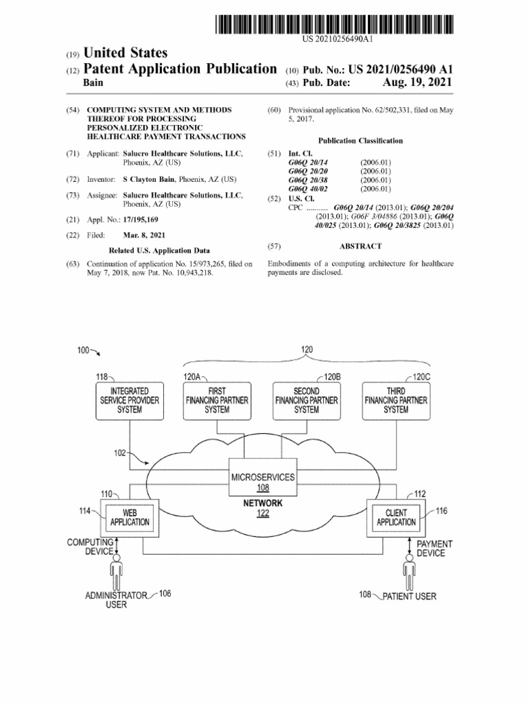 Patent Application Publication (10) Pub - No .: US 2021/0256490 A1 ...