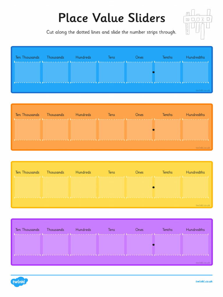 T2 M 1618 Place Value Maths Sliders Including Tenths and Hundredths | PDF