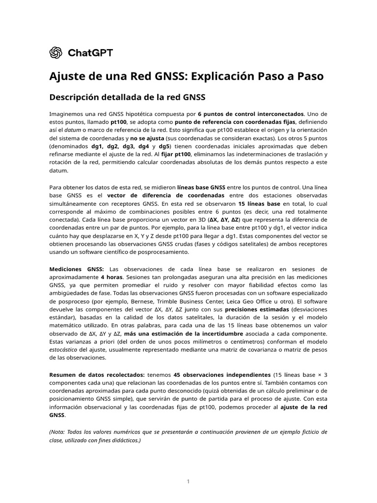 Ajuste de Una Red GNSS - Explicación Paso A Paso | PDF | Prueba de ji ...