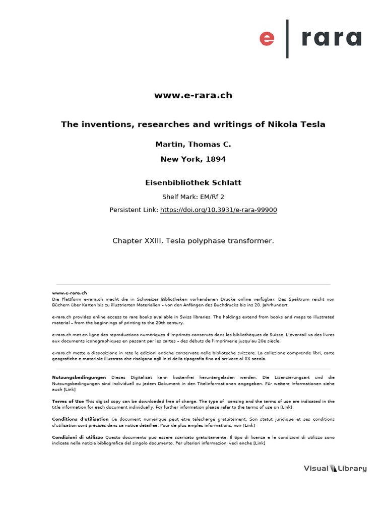 Tesla's Polyphase Transformer Design | PDF | Transformer | Inductor