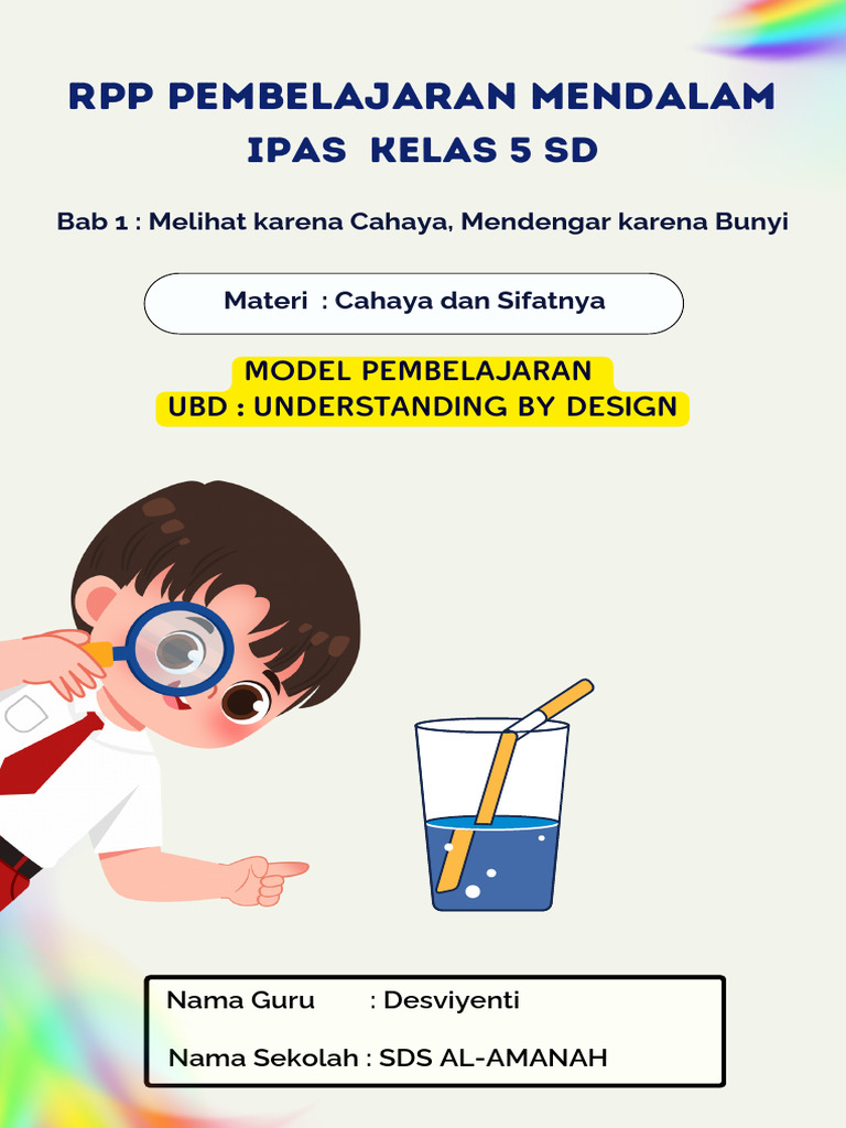 RPP Deep Learning Ipas SD Kelas 5 Bab 1 Cahaya Dan Sifatnya - Kel.1 (Kelas Tinggi) | PDF