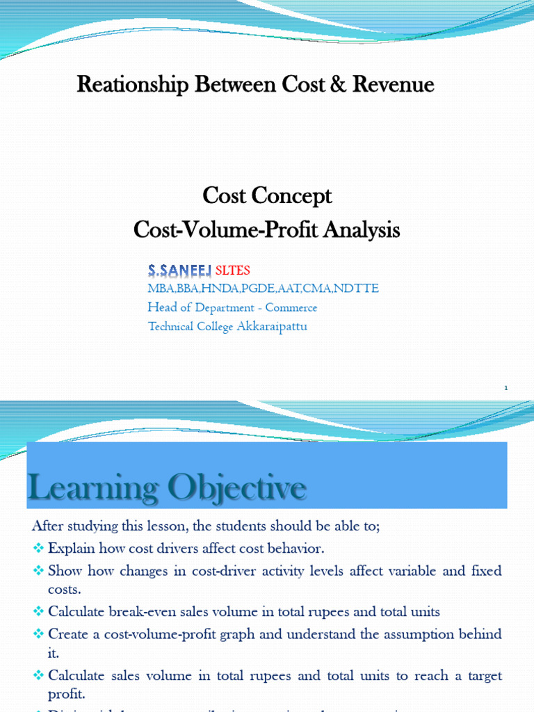 Cost Volume Relationship | PDF | Business Economics | Management Accounting