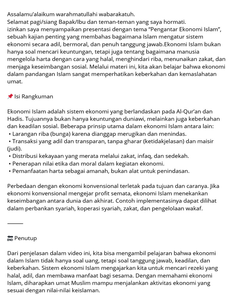 Assalamu'Alaikum Warahmatullahi Wabarakatuh. Selamat Pagisiang BapakIbu ...