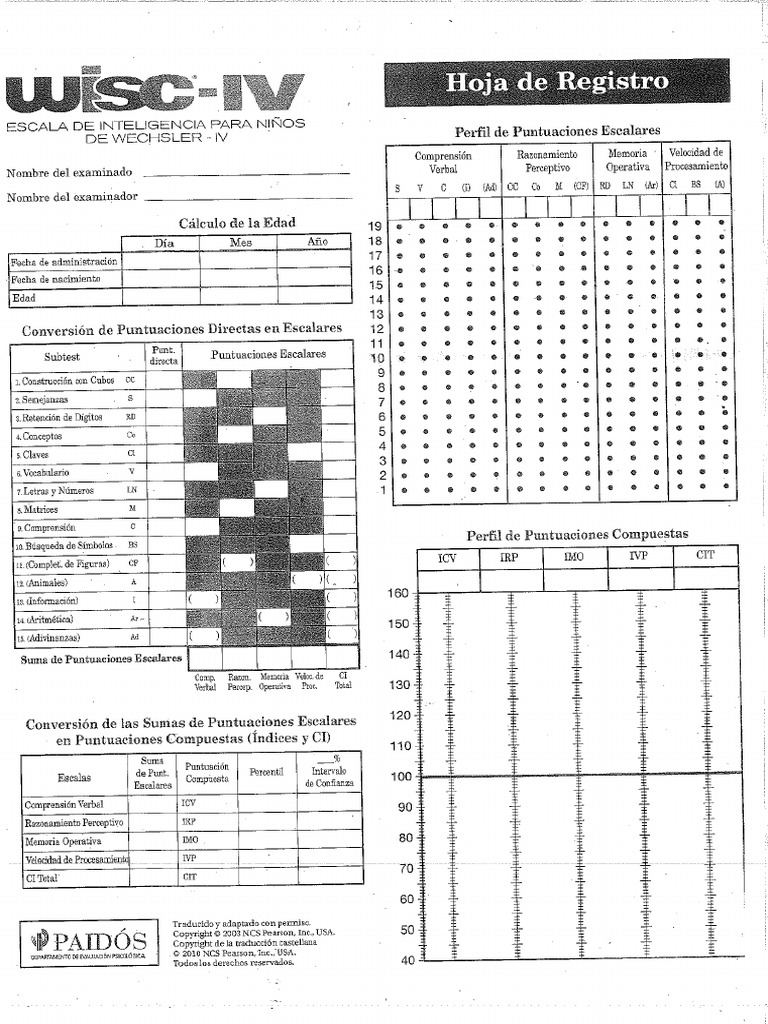Wisc 4 Tabla | PDF