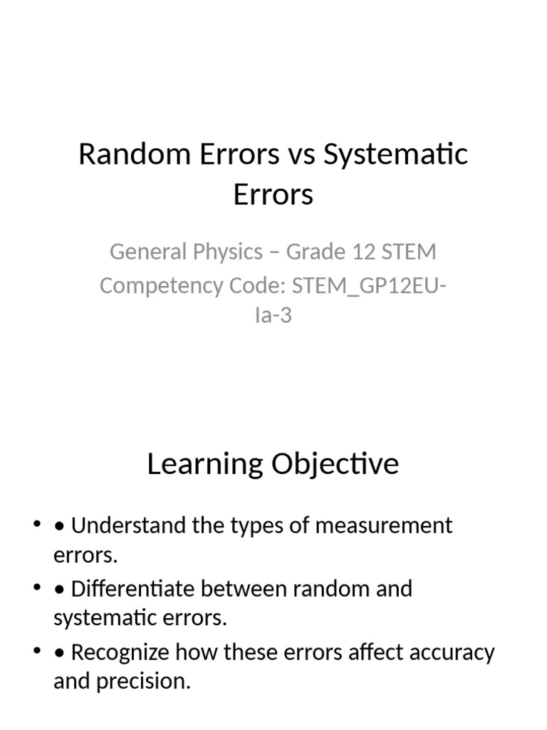 Random Vs Systematic Errors - Grade12 - STEM | PDF