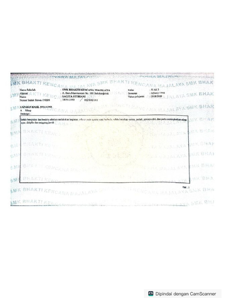 Rapot Semester 1 | PDF