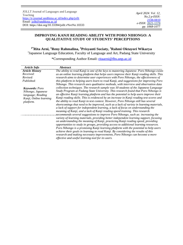 1 RV | PDF | Japanese Language | Cognition