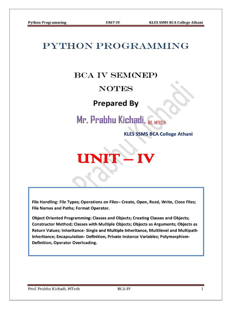 Python Unit 4 | PDF
