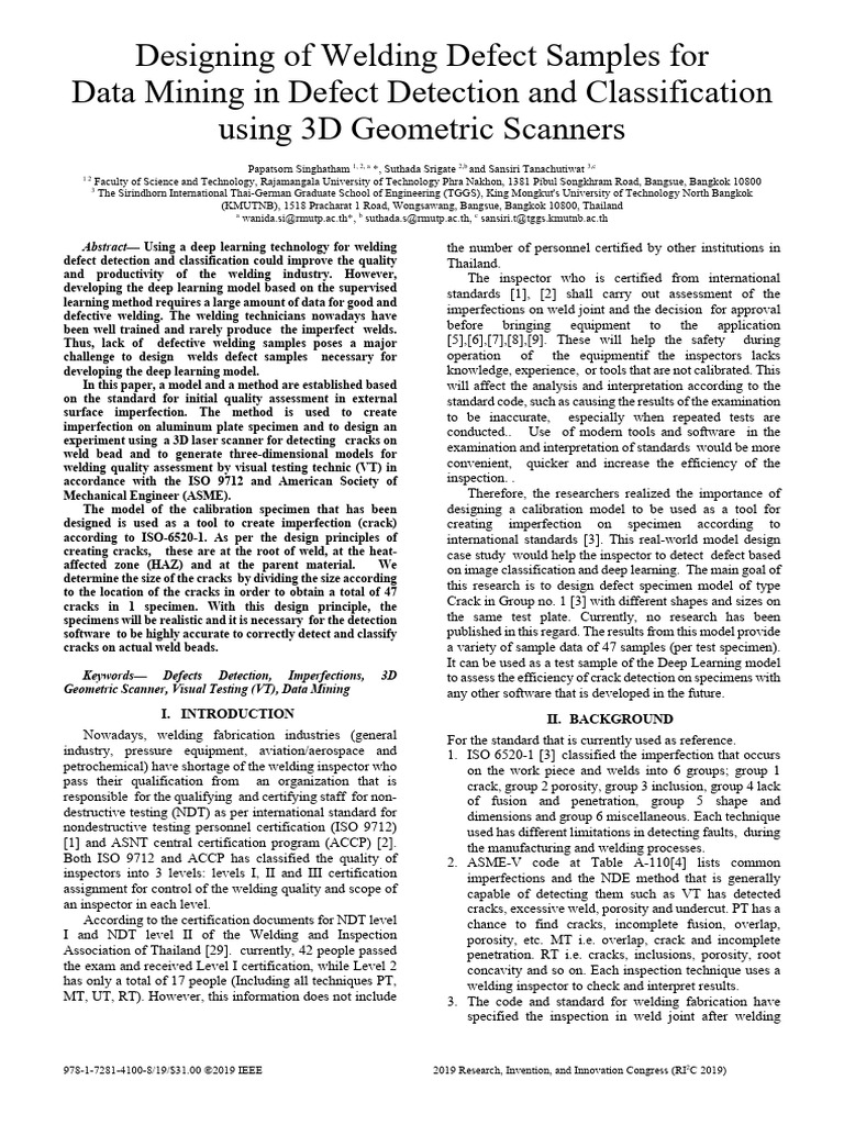 Designing of Welding Defect Samples For Data Mining in Defect Detection ...