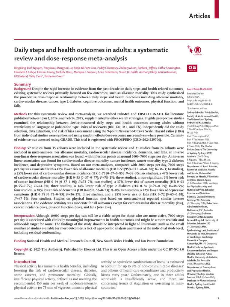 7000 Daily Steps of Health | PDF | Meta Analysis | Systematic Review