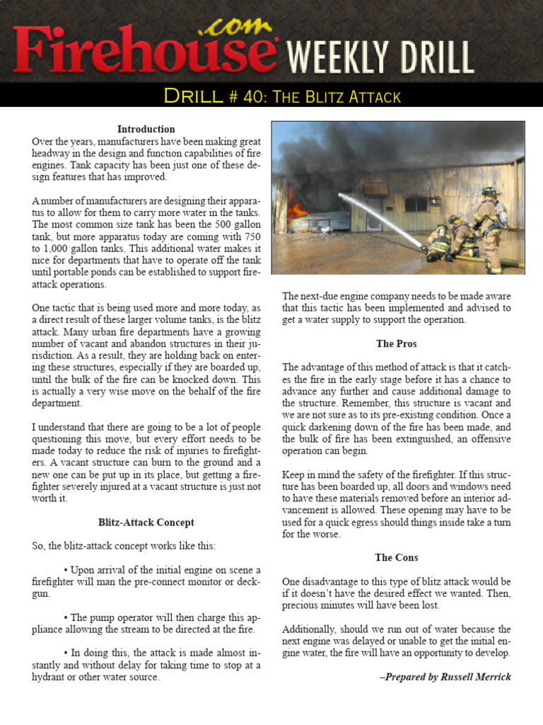 Blitz Attack Firefighting Tactics | PDF | Tanks | Firefighter