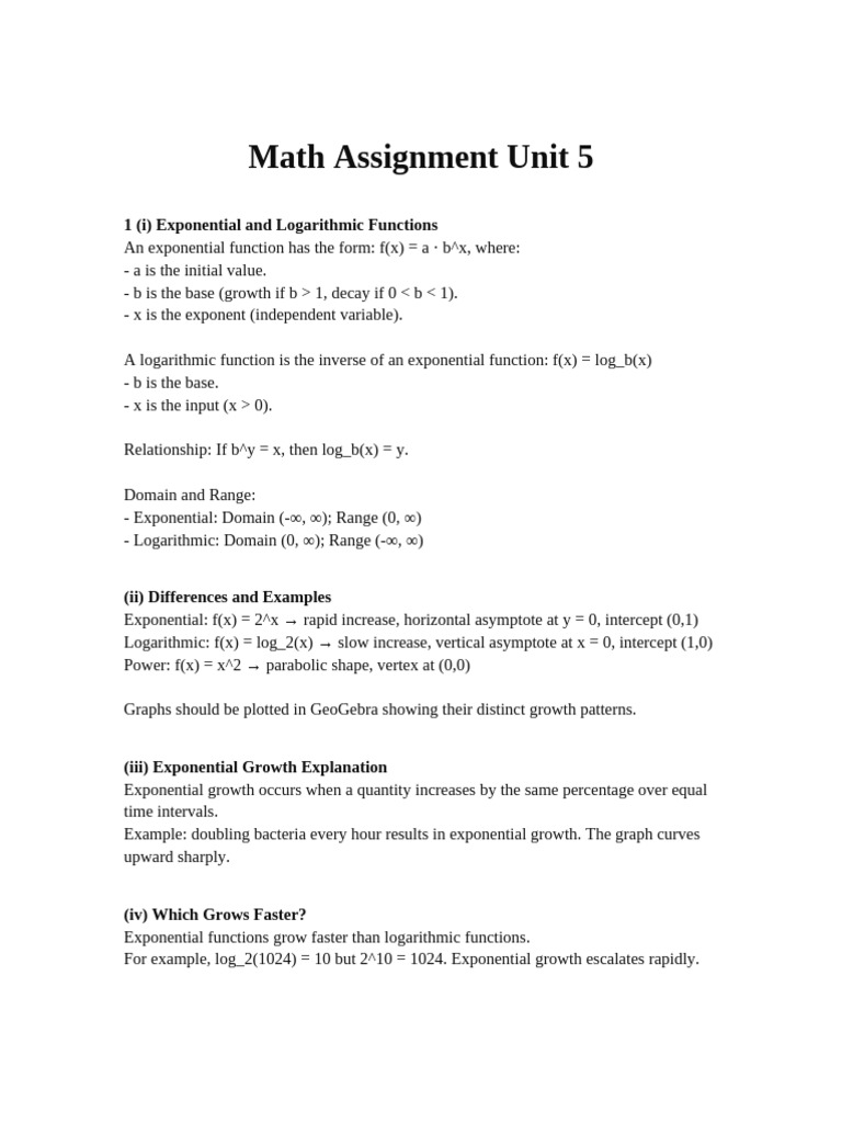Exponential vs Logarithmic Functions Guide | PDF | Logarithm | Mathematics