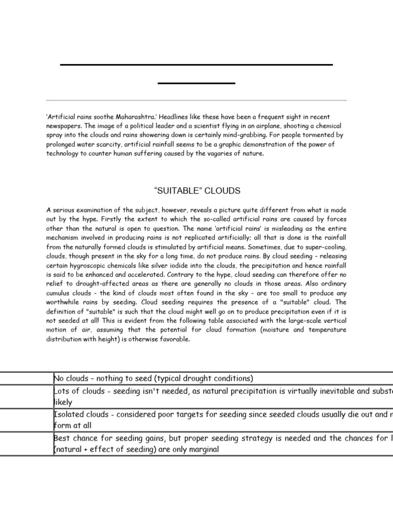 Artificial Rains | PDF | Rain | Precipitation