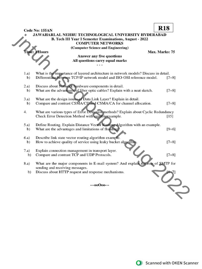 Computer Networks Questions Papers | PDF