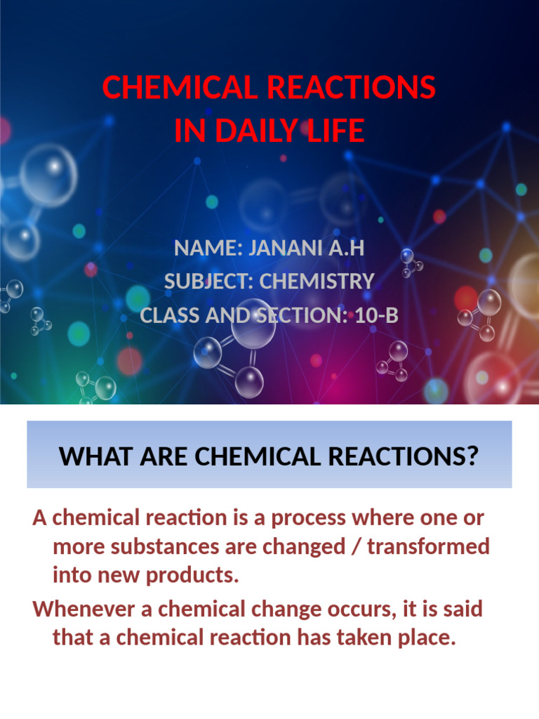 CHEMICAL REACTIONS IN DAILY LIFE - Hari | PDF | Chemical Reactions | Bleach