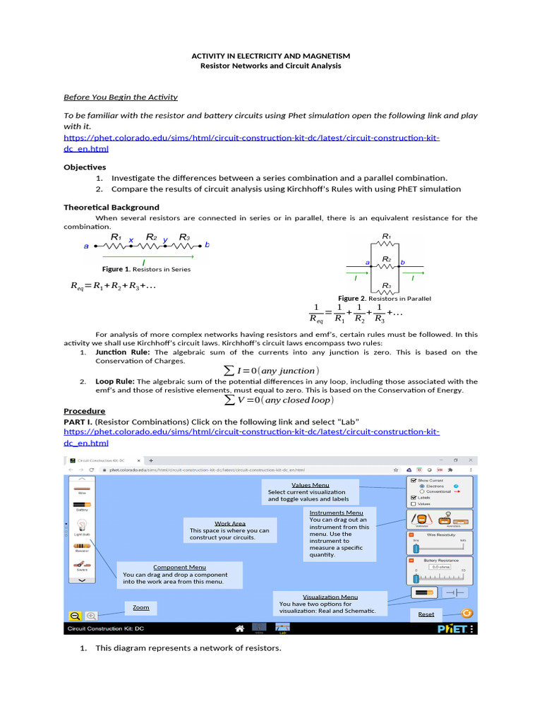 Resistor Network Analysis Activity | PDF | Series And Parallel Circuits ...