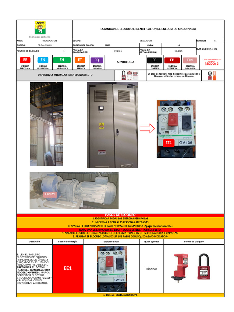 Instructivo Elevador M106 - L14 | PDF