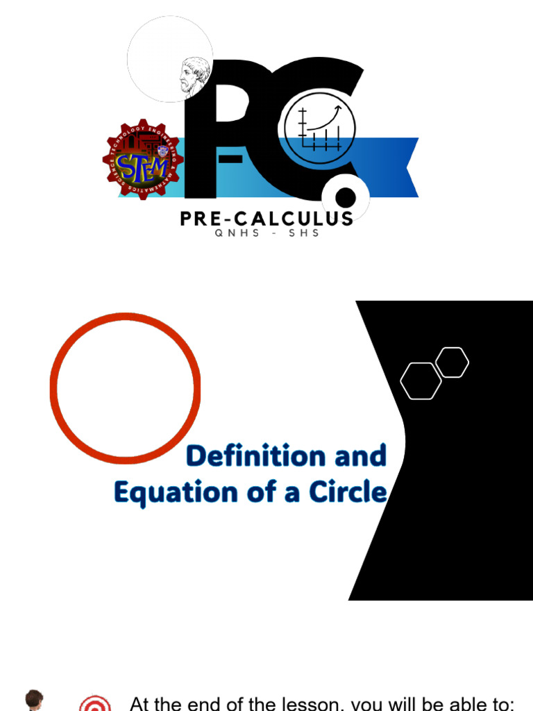 Pre Calculus 1st GR 2 Definition and Standard Equation of A Circle | PDF | Circle | Differential ...