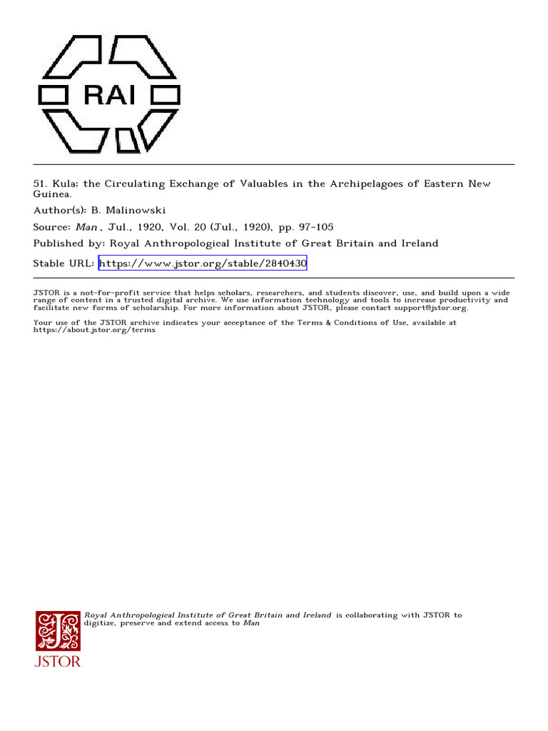 Malinowski - 1920 - Kula The Circulating Exchange of Valuables in The Archipelagoes of Eastern ...