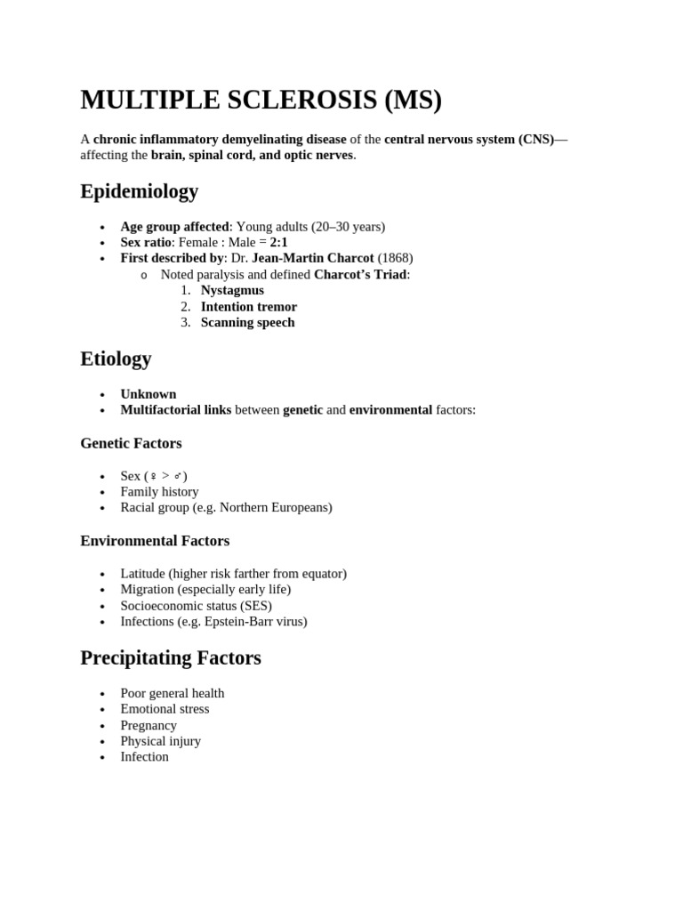 Understanding Multiple Sclerosis: Types & Management | PDF | Multiple ...