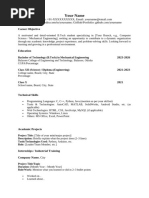 BTech Student Resume Template | PDF