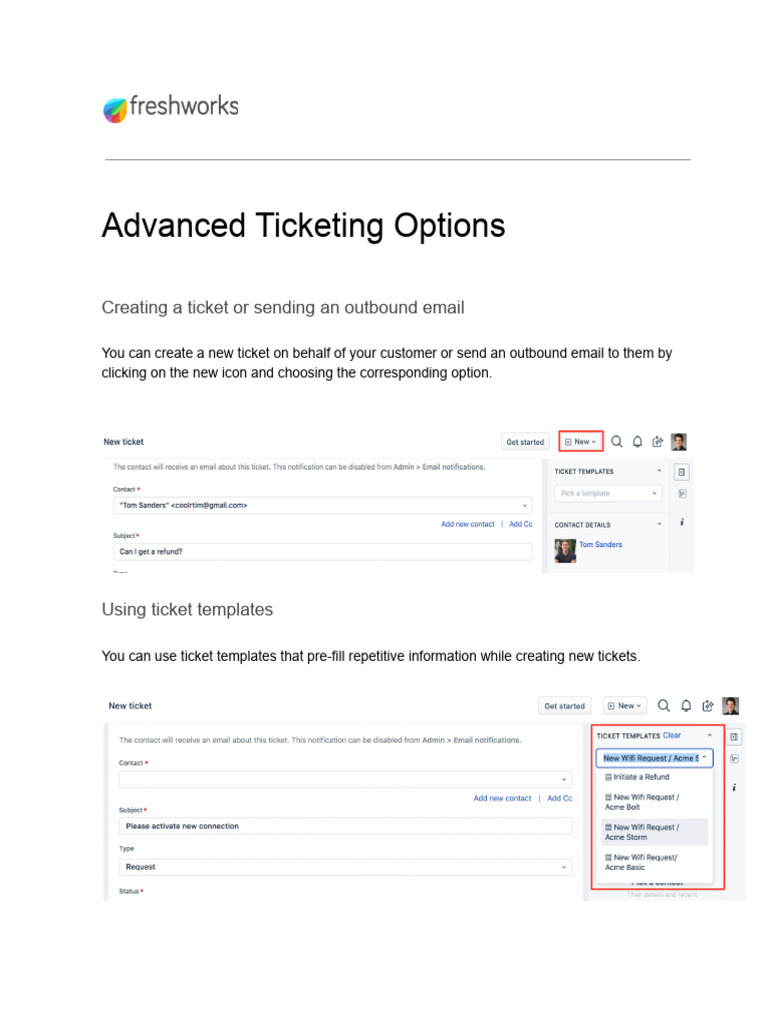 Advanced Ticketing Options 1 Handout | PDF