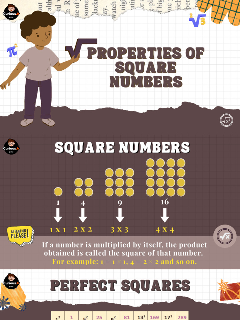 Properties of Square Numbers Explained | PDF | Numbers | Algebra