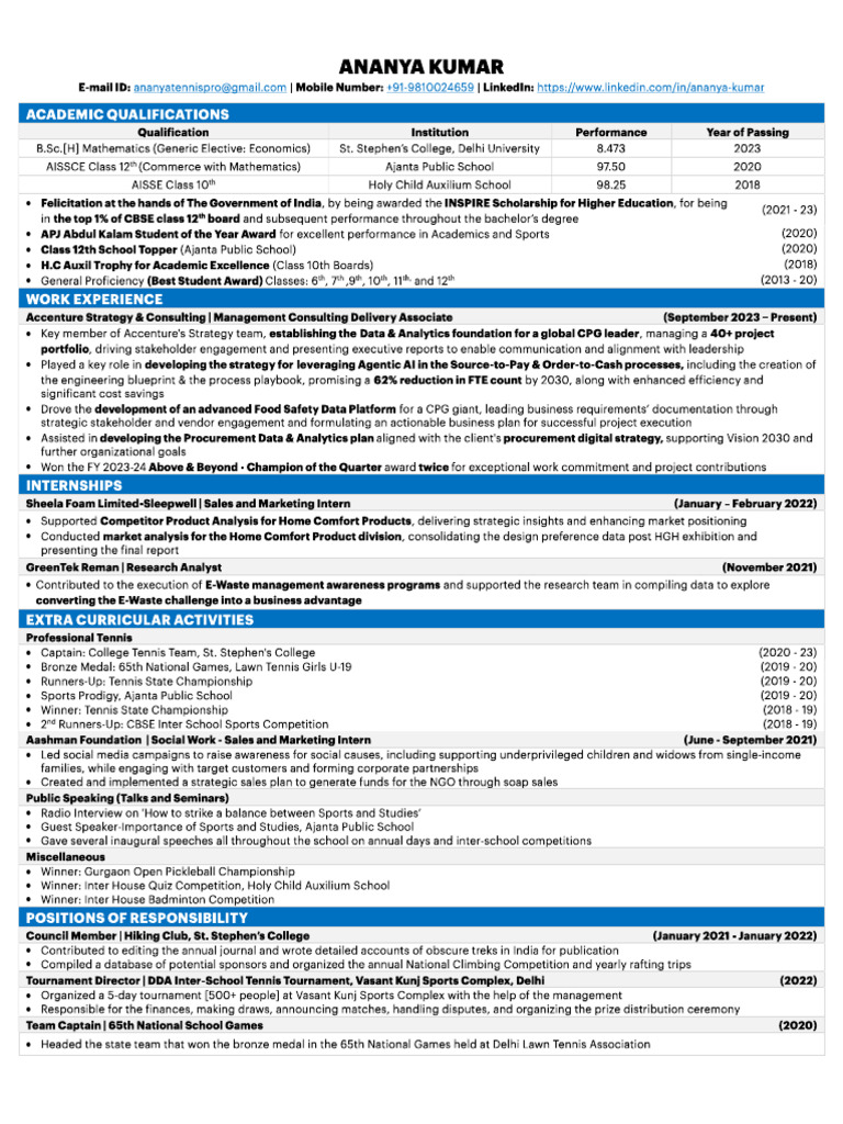 Ananya Kumar CV - January 2025 | PDF