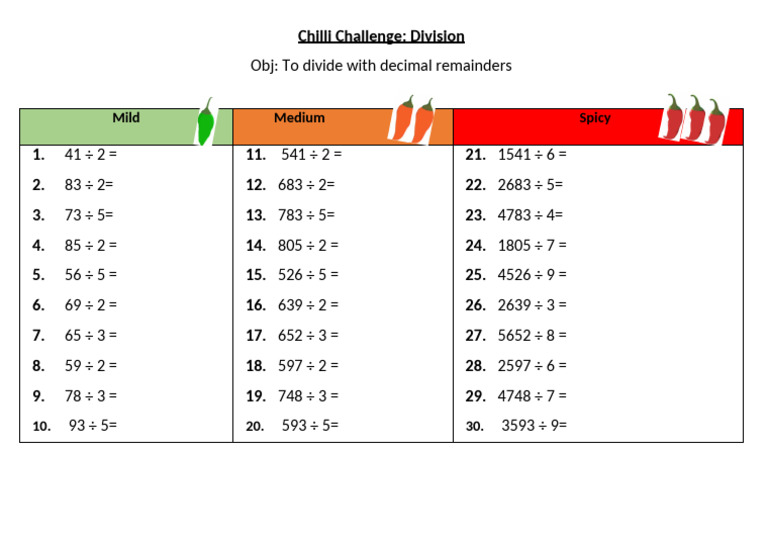 Decimal Division Practice Problems | PDF