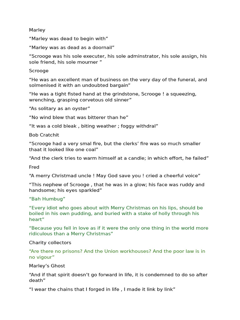 ACC Quotations | PDF | Ebenezer Scrooge | Charles Dickens Characters