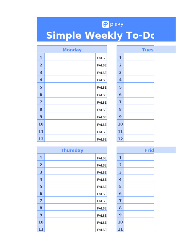 Simple Weekly To Do List | PDF