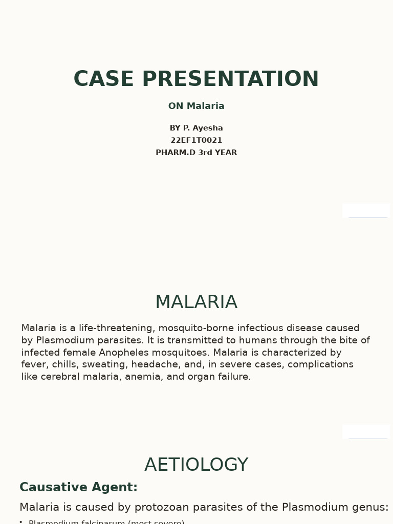 Causative Agents of Malaria Explained | PDF | Malaria | Plasmodium