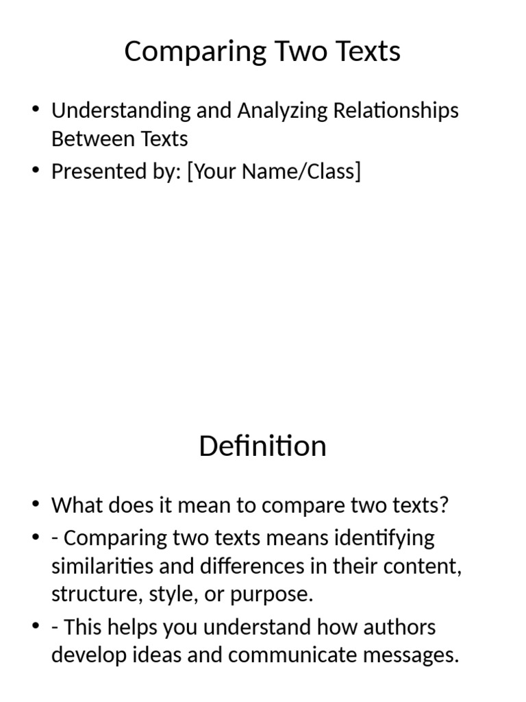 Analyzing Text Comparisons | PDF