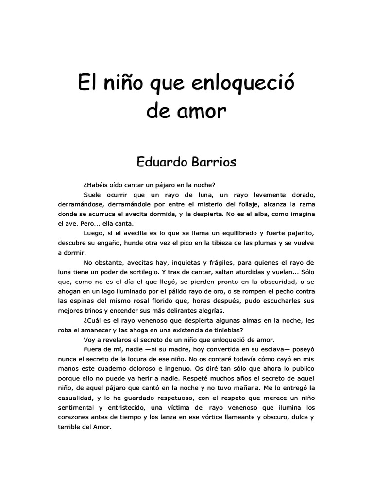 El niño que enloqueció de amor | PDF