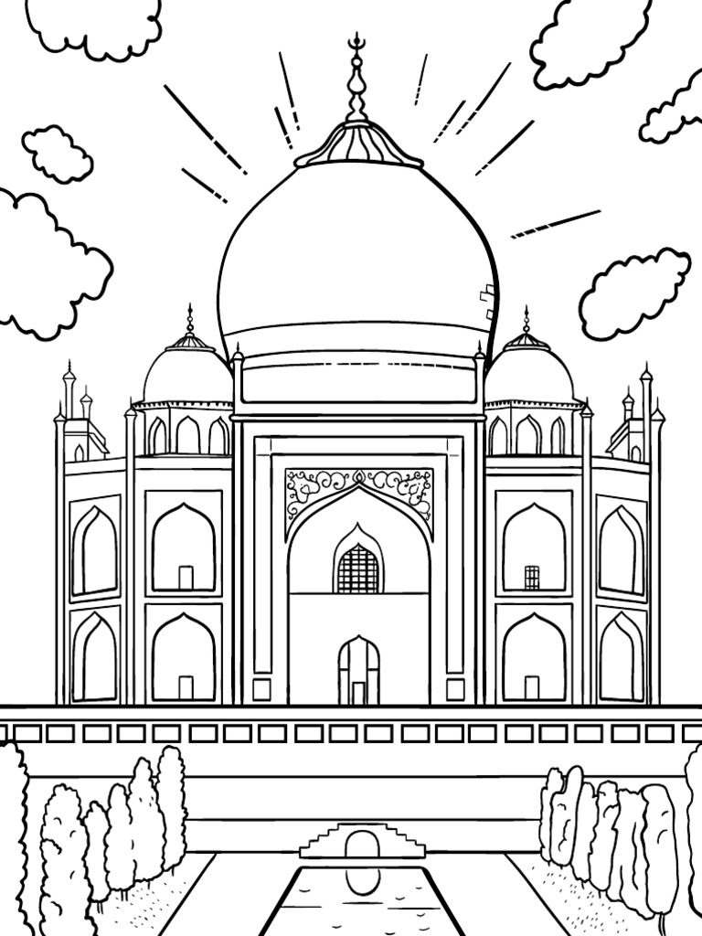 Taj Mahal Coloring Page | PDF