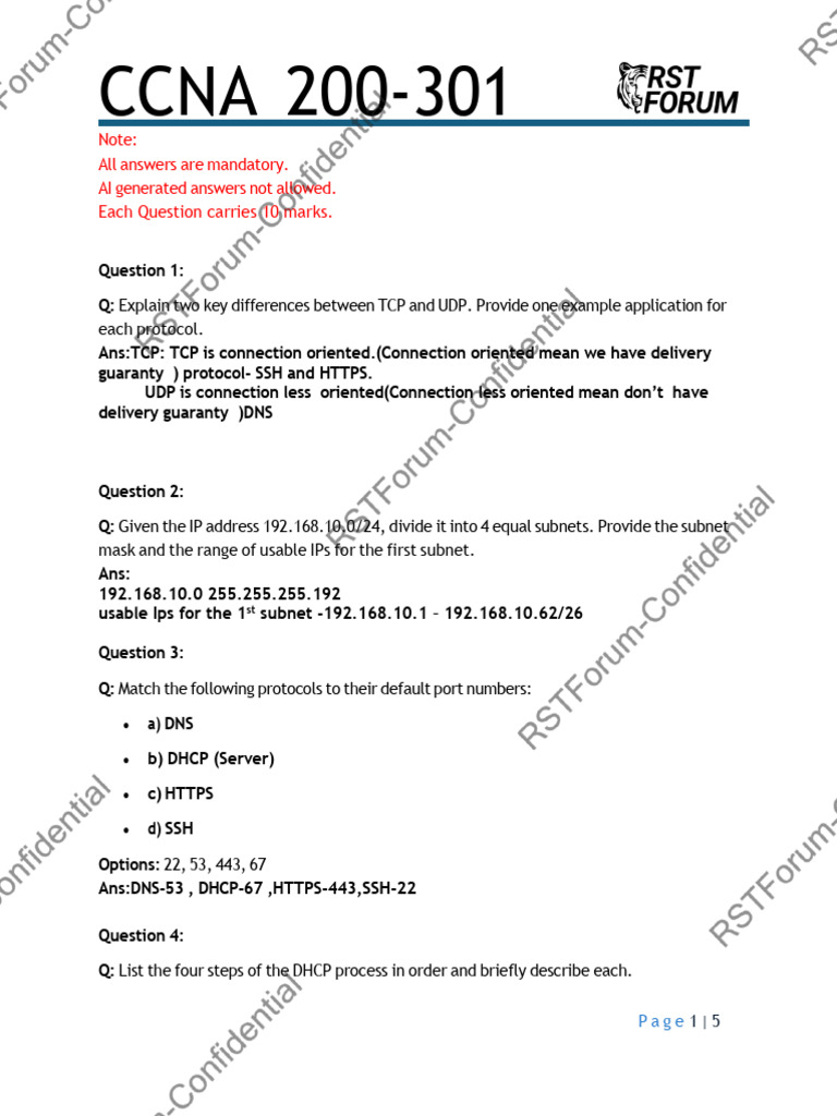 Assignment For CCNA 200 With Question and Ans. | PDF | Ip Address ...