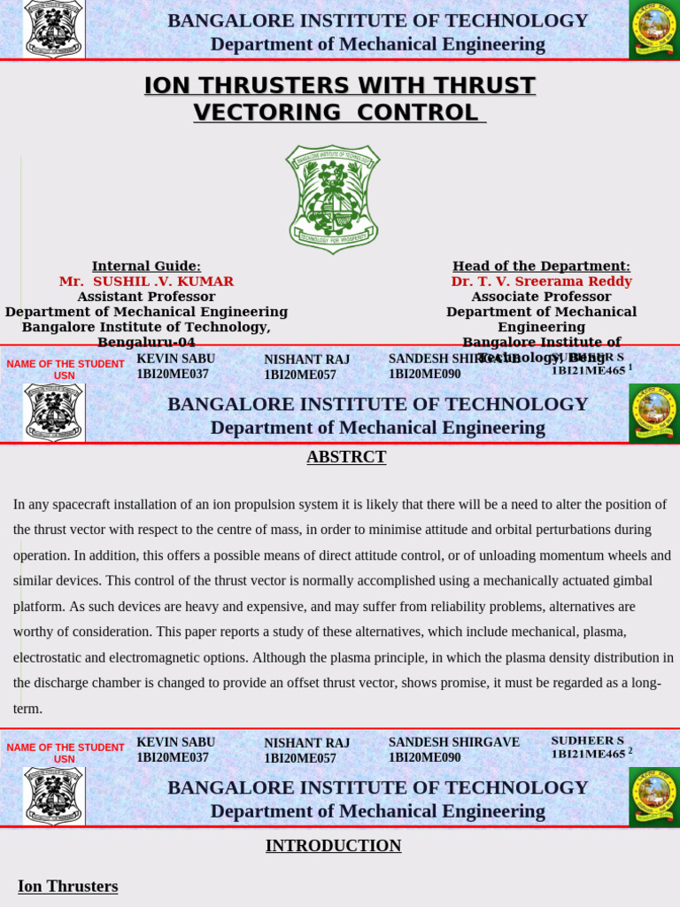 Major Project Presentation 3 | PDF | Spacecraft Propulsion | Physical Sciences