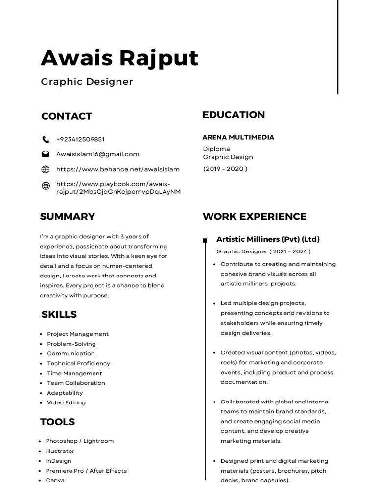 Awais Rajput Graphic Designer Resume | PDF | Graphic Design | Communication Design