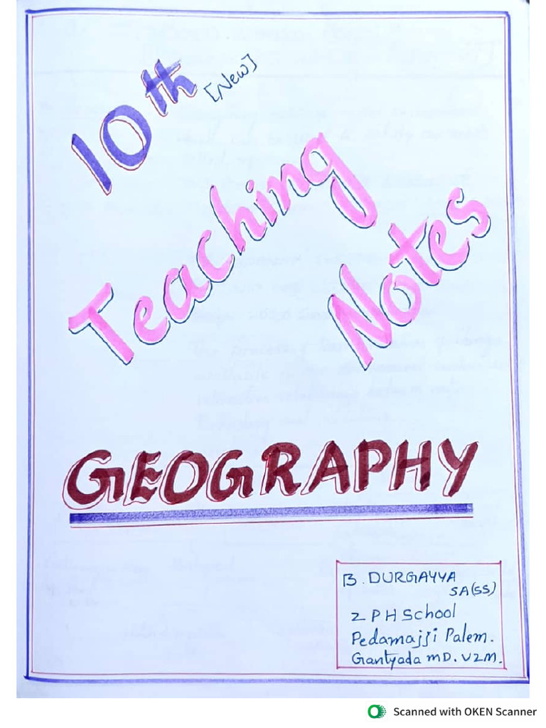 10th Geography Teaching Notes | PDF