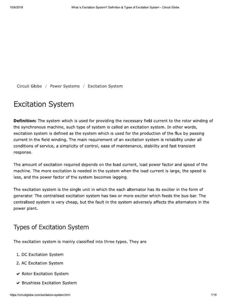 Excitation System | PDF