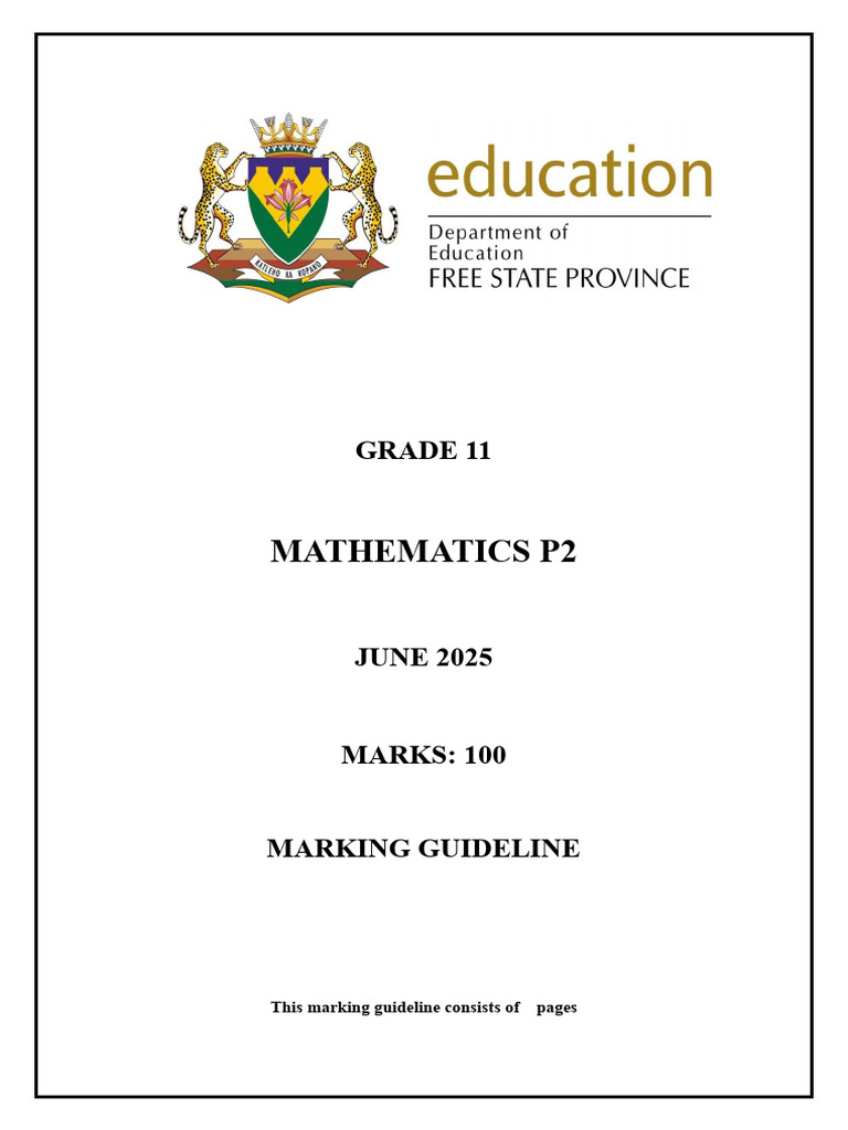 Grade 11 Mathematics P2 Marking Guide | PDF | Mathematics | Trigonometry