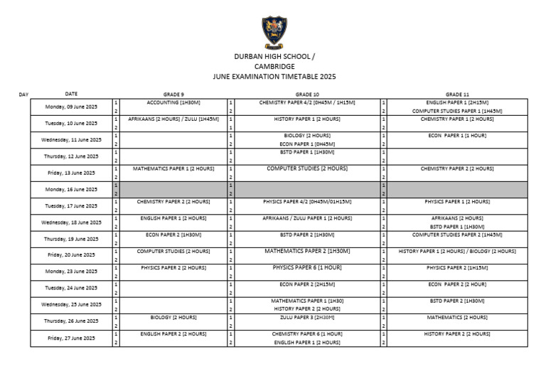 June Exam Timetable 2025 Cambridge | PDF