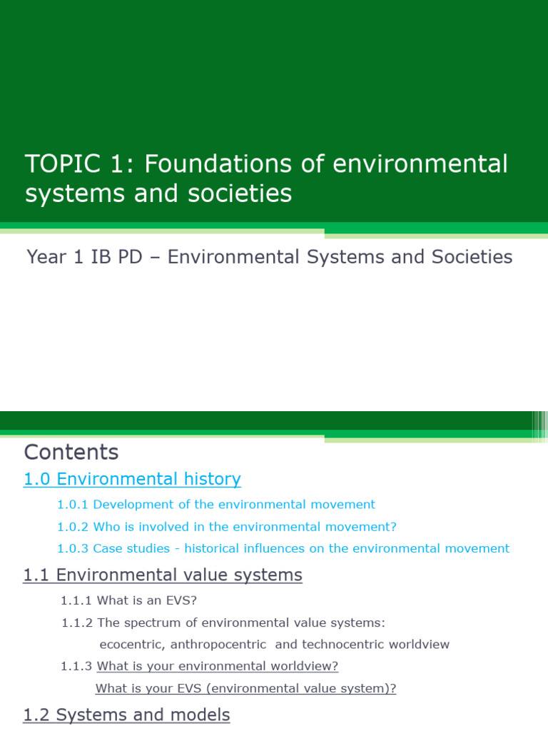 Topic 1 - The Foundations of ESS - From 1.0 To 1.3 | PDF | Steady State ...