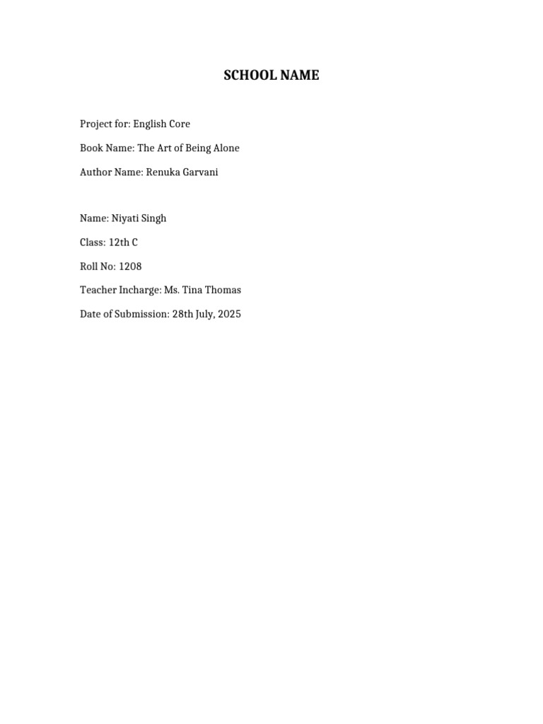 English Core Project Cover Page | PDF
