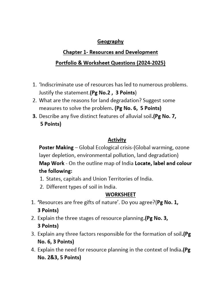 Resources Portfolio & Worksheet 2024-2025 | PDF