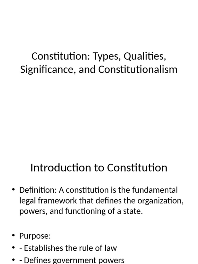 Types and Significance of Constitutions | PDF | Constitution | Rule Of Law