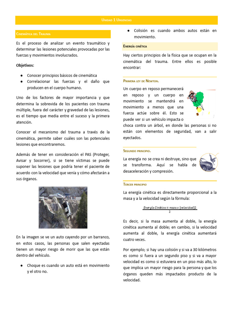 1 Cinemática Del Trauma | PDF | Cinemática | Tórax